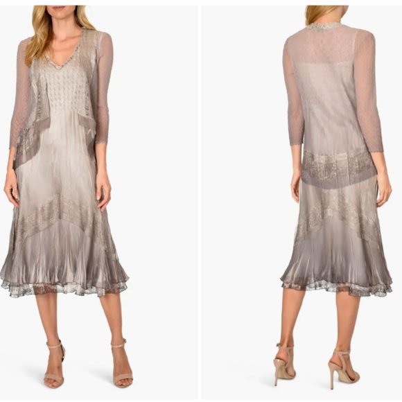 Komarov | Dresses | Komarov Charmeuse Chiffon Tiered Cocktail Beach ...